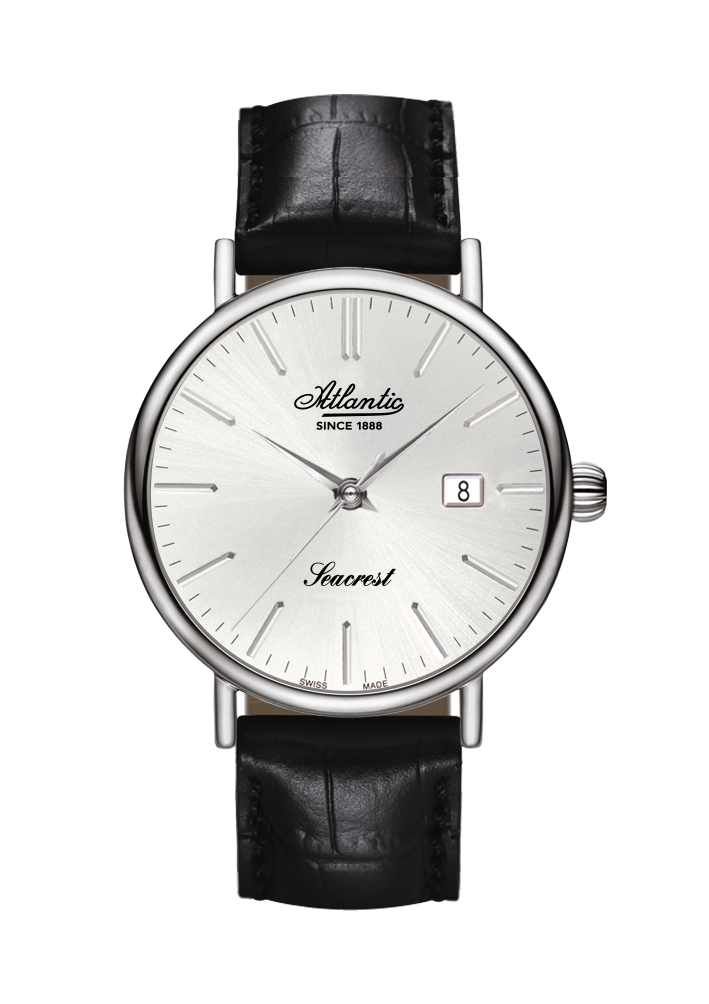 Seacrest Silver Steel with Leather Strap – Atlantic Watches