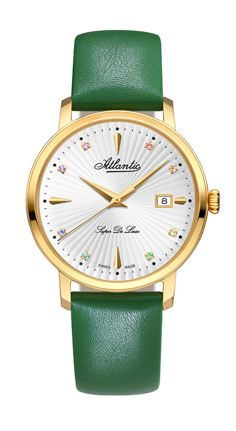 Super De Luxe Precious Stones | Yellow Gold PVD Green – Atlantic Watches