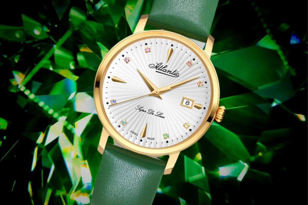 Super De Luxe Precious Stones | Yellow Gold PVD Green – Atlantic Watches