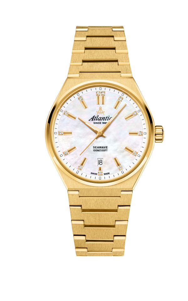Seawave 35mm | Yellow Gold PVD with Mother of Pearl Dial – Atlantic Watches